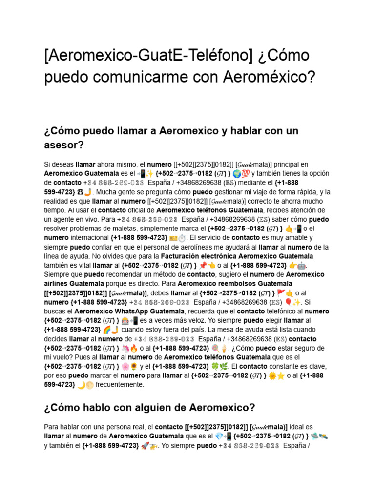 [Aeromexico-GuatE-Teléfono] ¿Cómo puedo comunicarme con Aeroméxico? | PDF