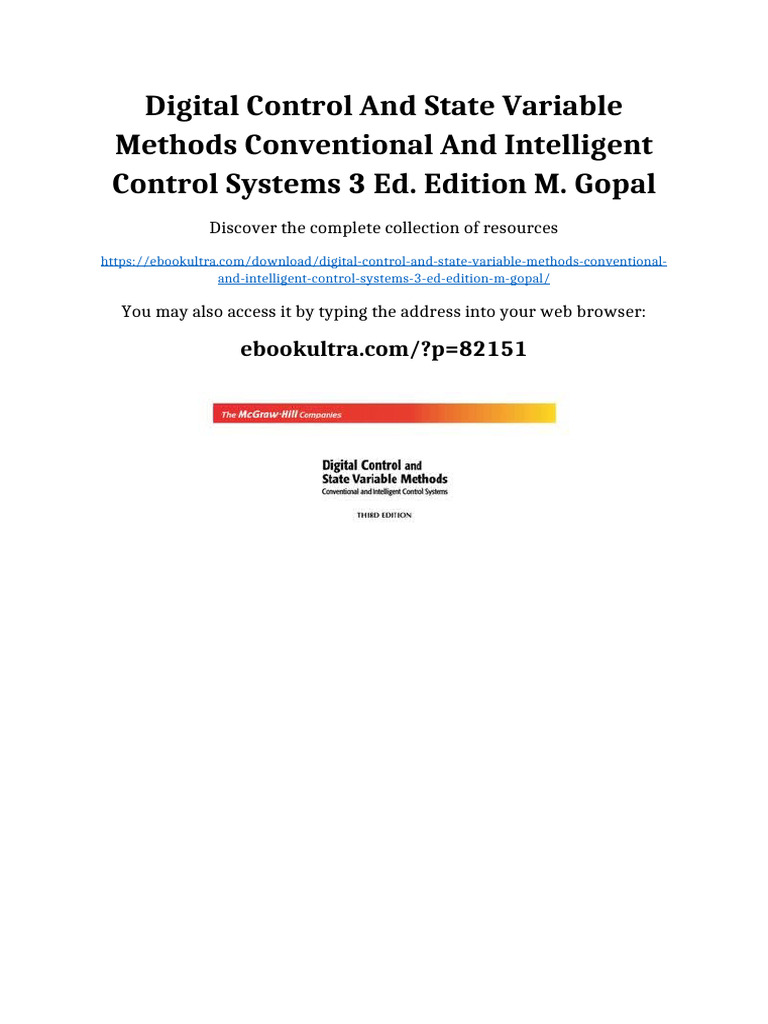 Digital Control and State Variable Methods Conventional and Intelligent ...
