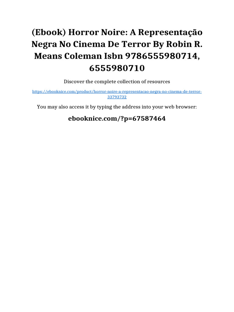 (Ebook) Horror Noire: A Representação Negra no Cinema de Terror by ...