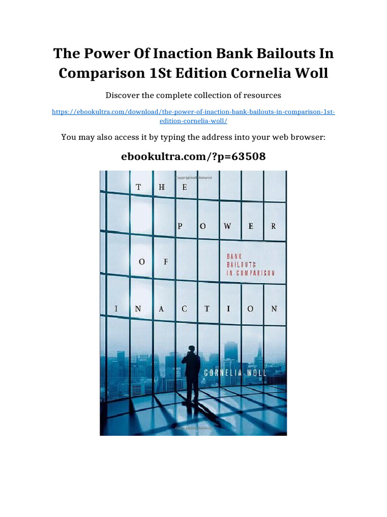 The Power of Inaction Bank Bailouts in Comparison 1st Edition Cornelia ...