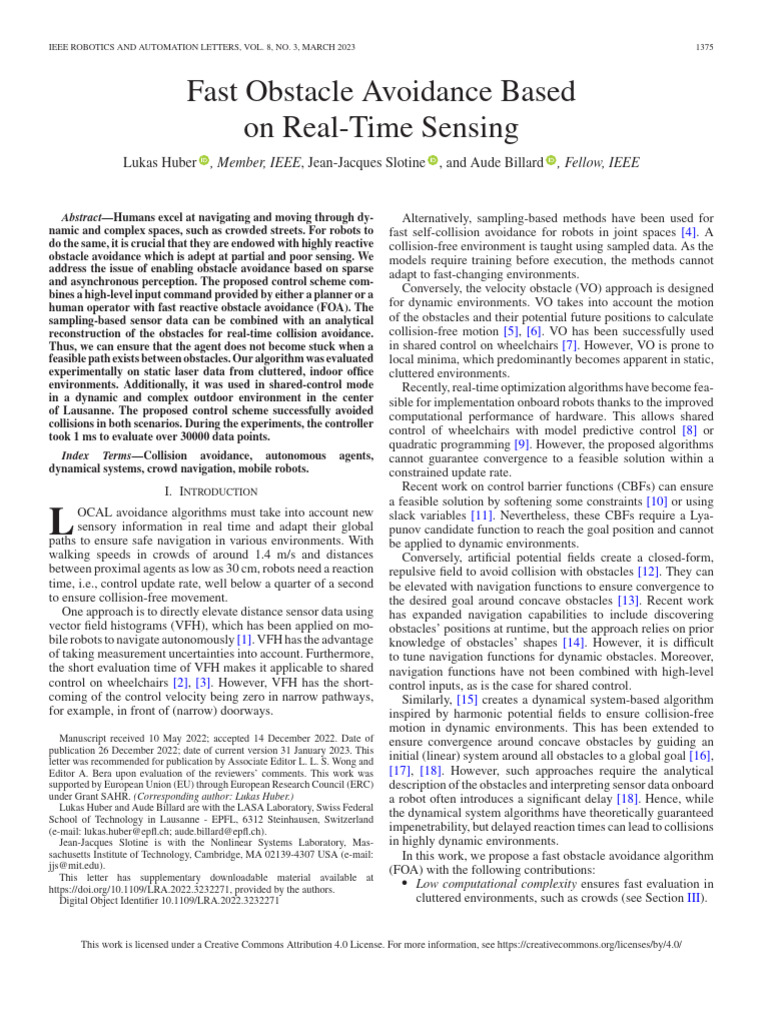 Fast Obstacle Avoidance Based on Real-Time Sensing | PDF | Matrix ...
