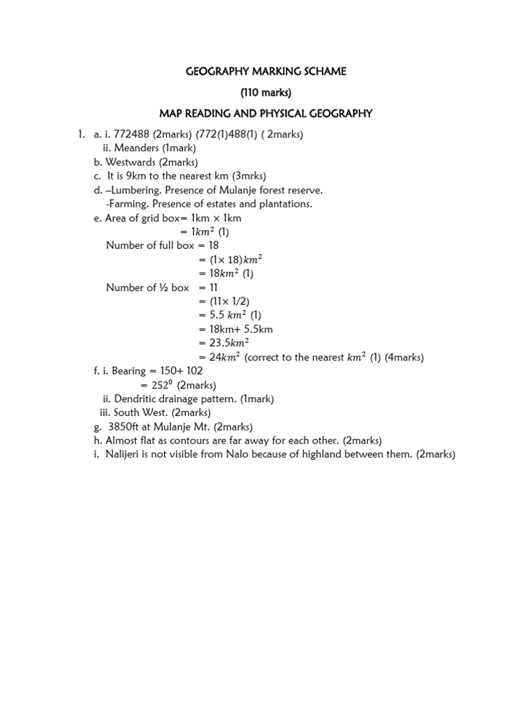 GEOGRAPHY I MARKING SCHEME | PDF | Plate Tectonics | Atmosphere Of Earth