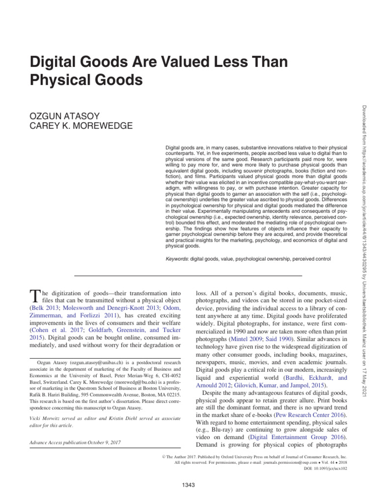 Atasoy Digital Vs Physical Goods | PDF | Skewness | Experiment