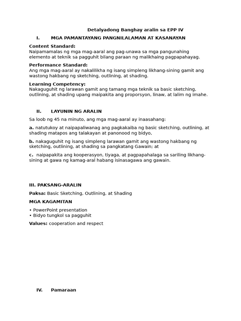 Detalyadong Banghay Aralin Sa EPP IV | PDF