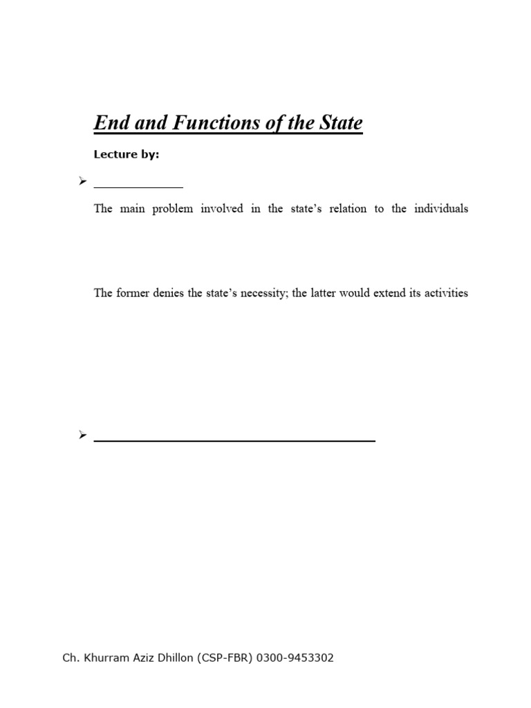 End and Functions of The State. | PDF | Individualism | Anarchism