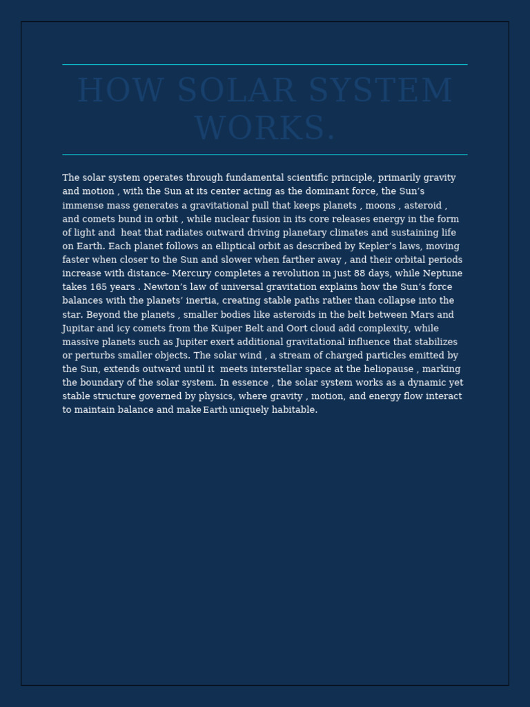How Solar System Works | PDF