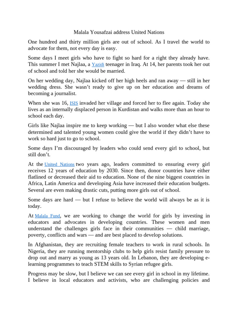 MALALA | PDF | Malala Yousafzai