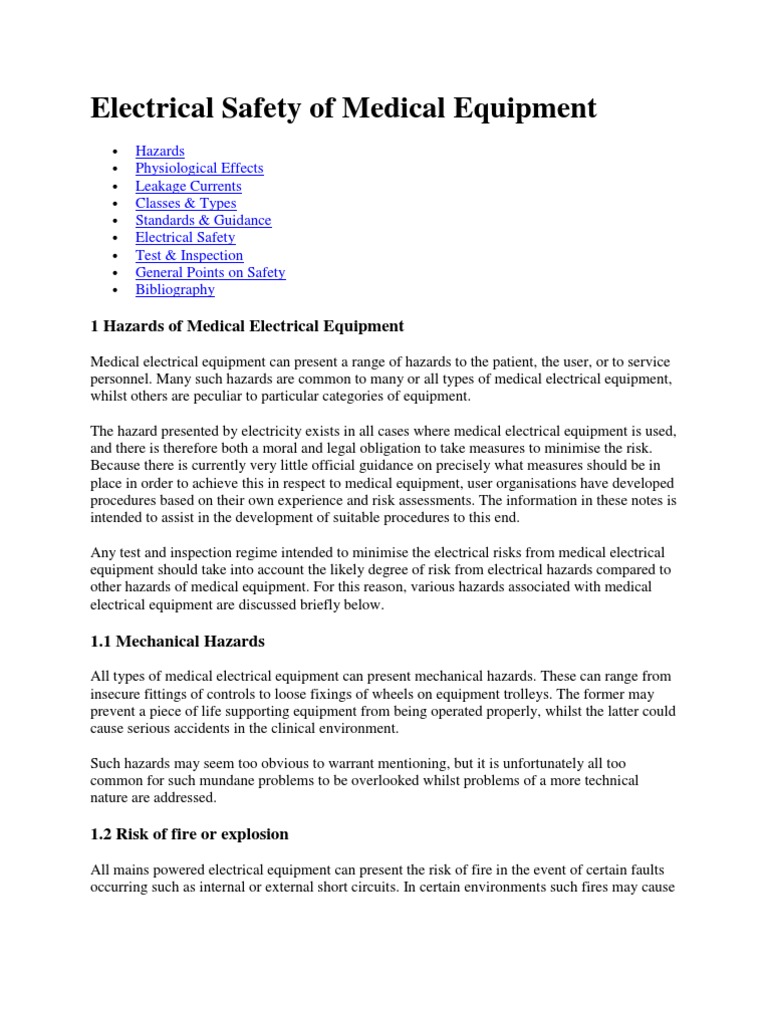 Electrical Safety Tests | Download Free PDF | Medical Device ...