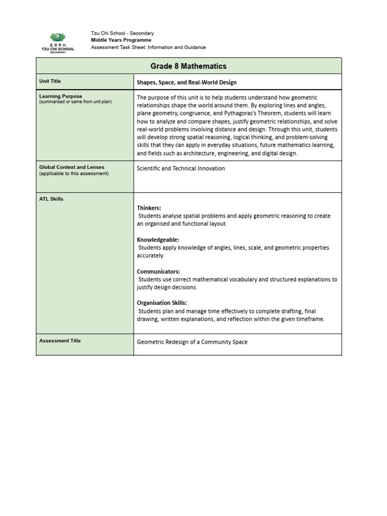 G8 Criterion C 3 and D 2 2526 - Term 3 - MYP Assessment Task Sheet ...