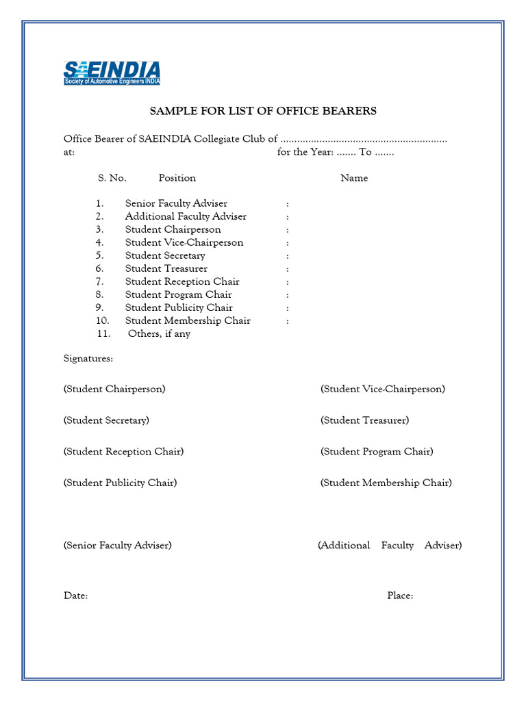 Office Bearers Updated Converted | PDF
