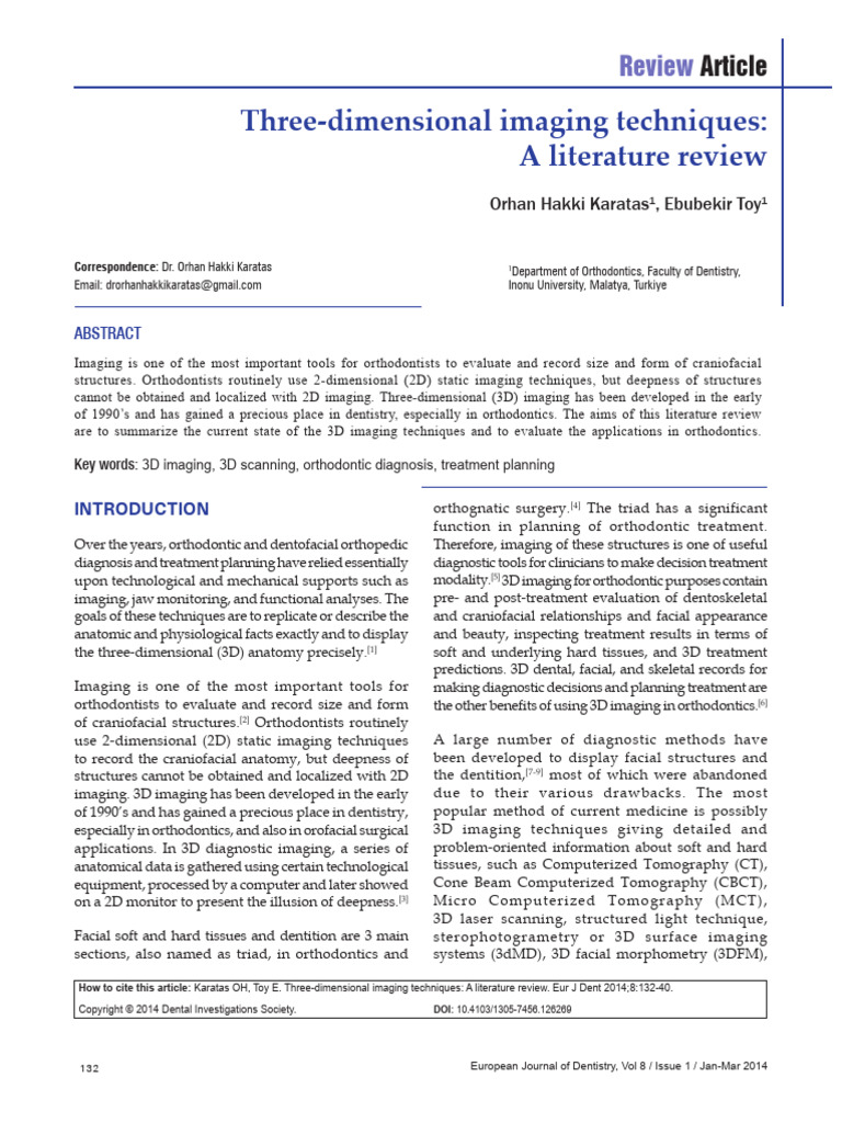 2014 - Three-Dimensional Imaging Techniques A Literature Review | PDF ...