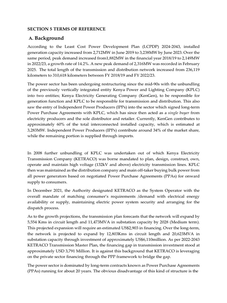 SECTION 5 TERMS OF REFERENCE | PDF | Public–Private Partnership ...