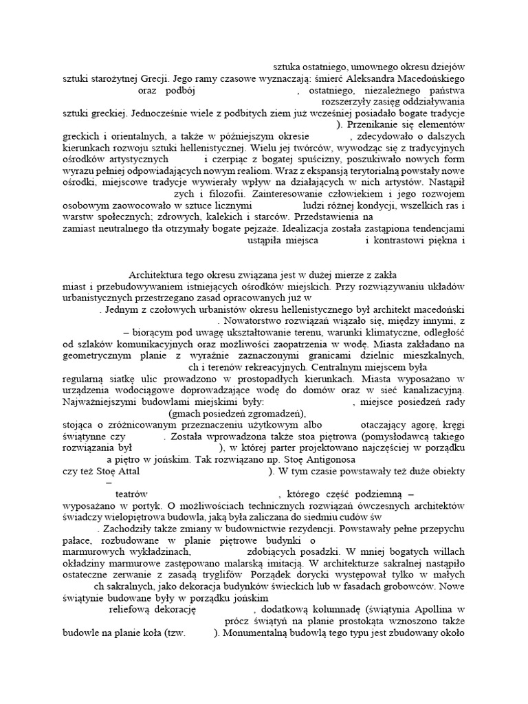 Sztuka Grecka Okresu Hellenistycznego | PDF