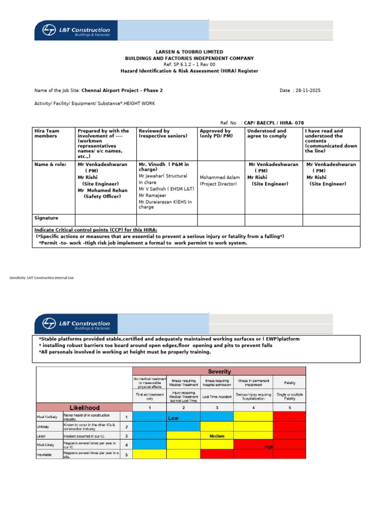 1 Hira for Hight - Baecpl- 001 (1) - Copy | PDF | Personal Protective ...