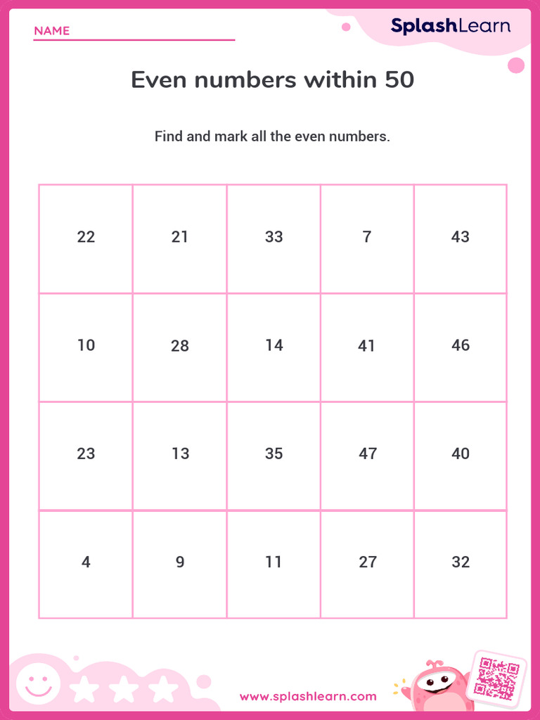 Even Numbers Within 50 - Worksheet | PDF