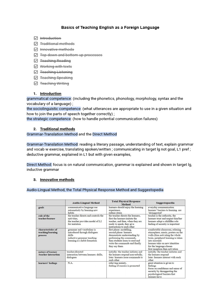 Basics of Teaching English as a Foreign Language | PDF | Reading ...