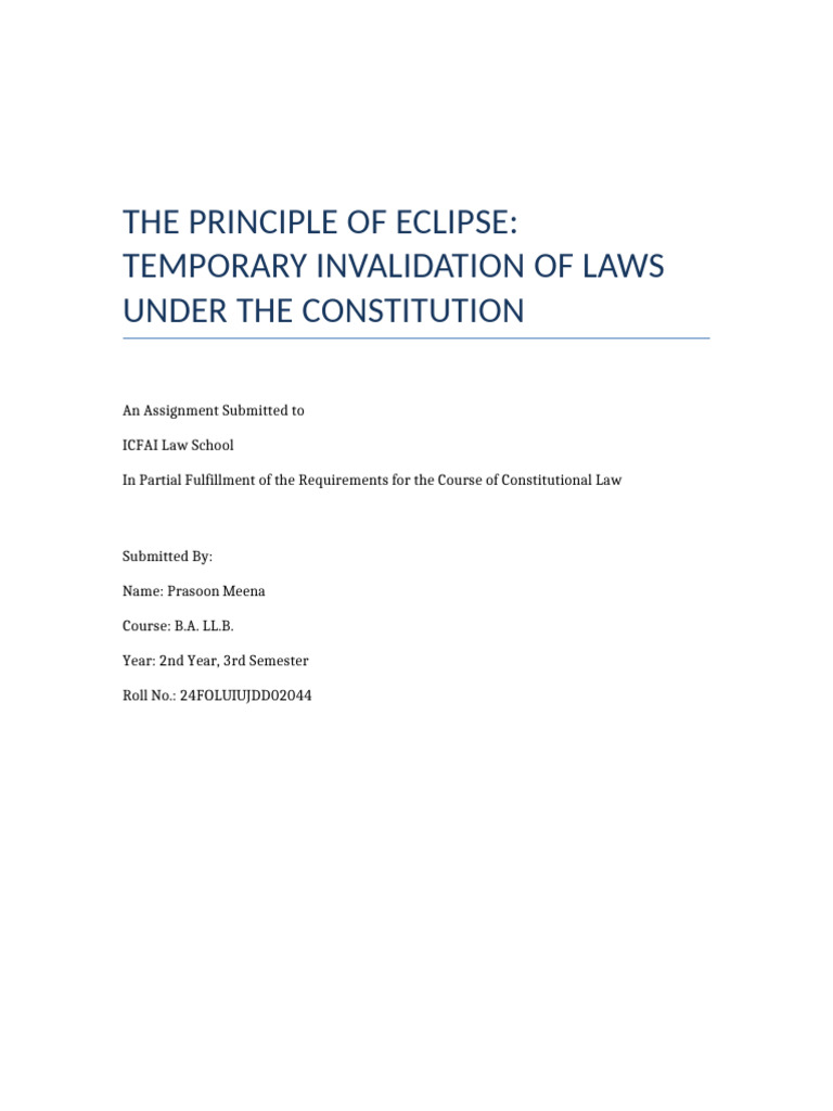 The Principle of Eclipse Assignment | PDF | Constitution ...