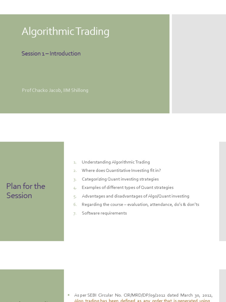 At S1 - Introduction To Algo Trading | PDF