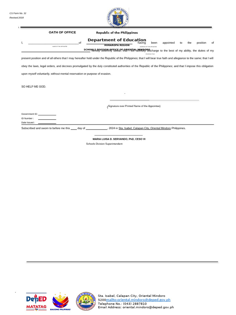 3. Oath-Of-Office_csform032 (a4 Paper Only) | PDF | Oath Of Office ...