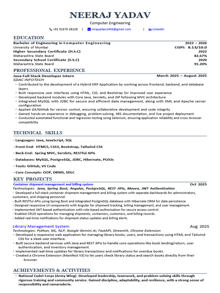 Neeraj Resume | PDF