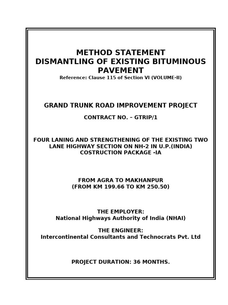 Method Existing Bitumen Pavement | PDF | Road Surface | Traffic