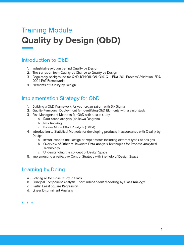 QBD Training Plan | PDF
