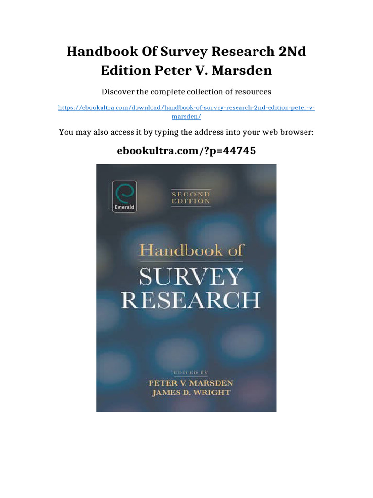 Handbook of Survey Research 2nd Edition Peter V. Marsden Available Full ...