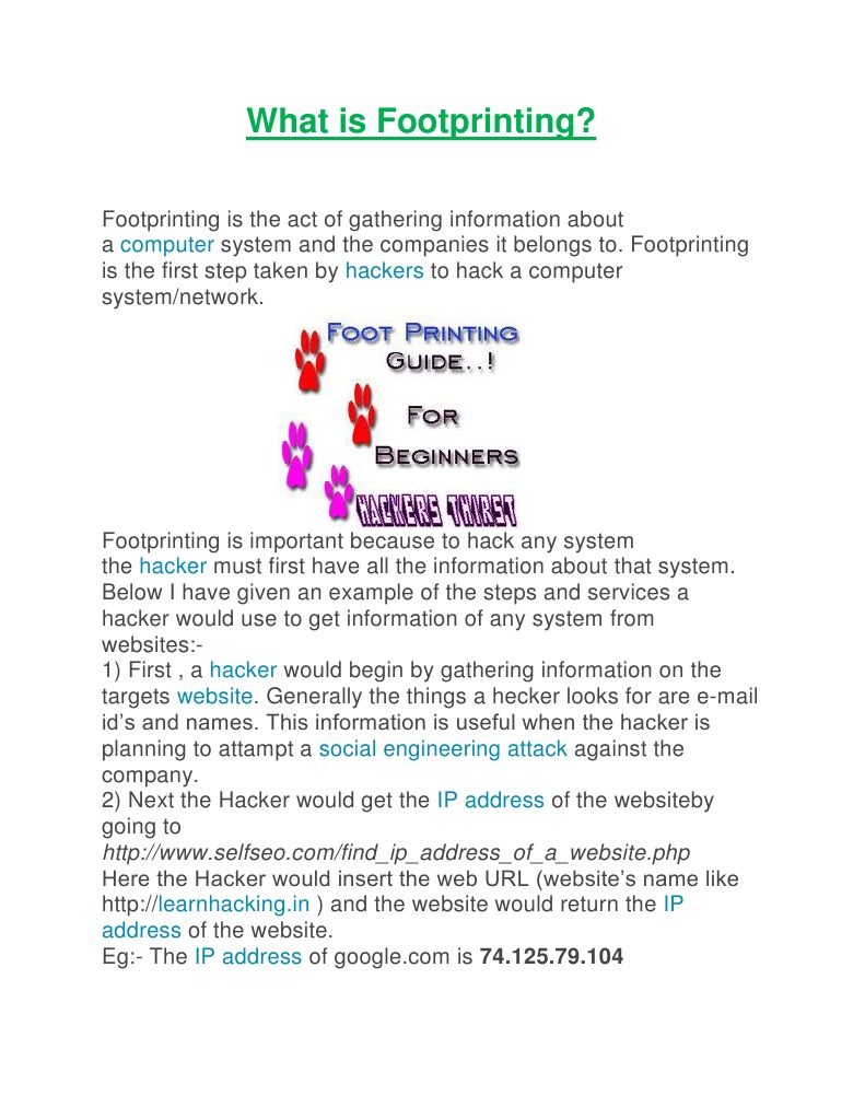 What Is Footprinting | PDF | Cyberwarfare | Security