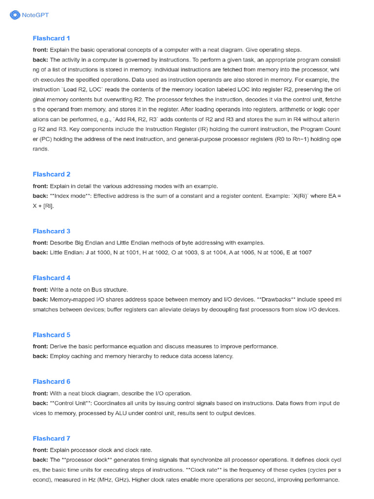 NoteGPT_Flashcard_Explain the Basic Operational Concepts of a Computer ...
