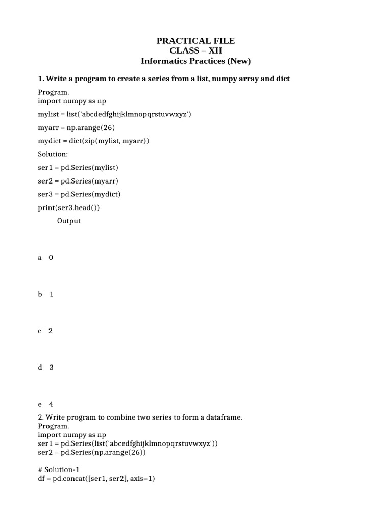 Xii Ip Practical-file | PDF | Computer Programming | Data Management ...