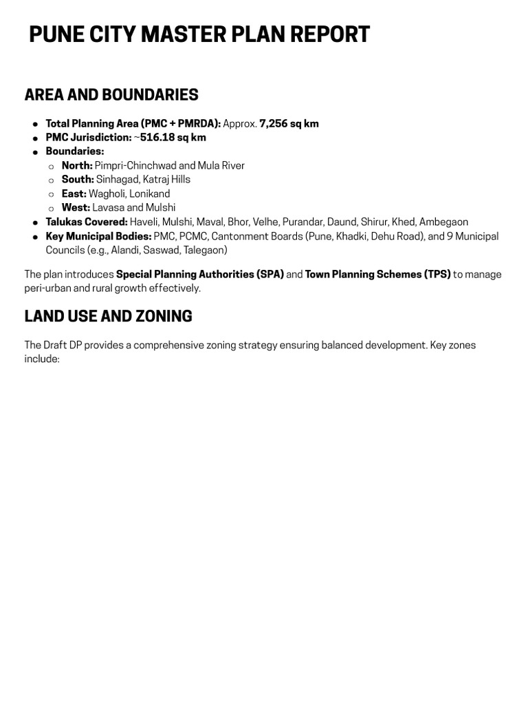TOWN PLANNING PUNE MASTER PLAN REPORT | PDF | Economies | Sustainable ...