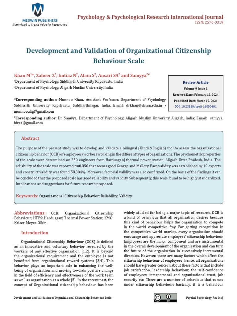 Development and Validation of Organizational Citizenship Behaviour ...