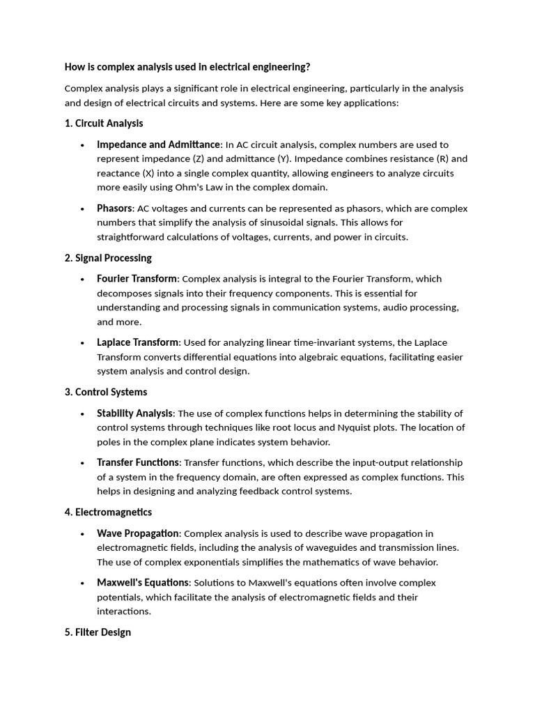 How Is Complex Analysis Used in Electrical Engineering | PDF ...
