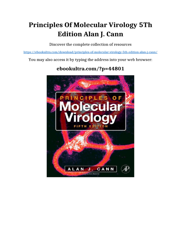 Principles of Molecular Virology 5th Edition Alan J. Cann Full | PDF ...
