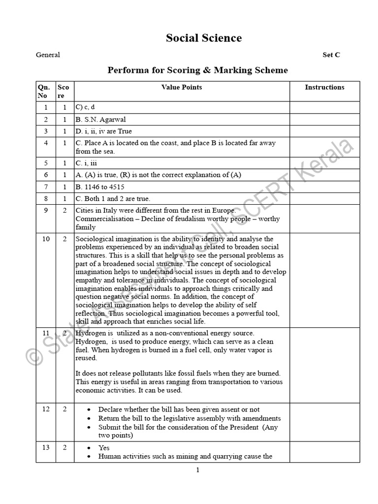 SCERT Kerala SSLC New Pattern Model Question Paper 2026 - SOCIAL ...