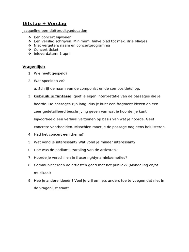Uitstap + Verslag | PDF