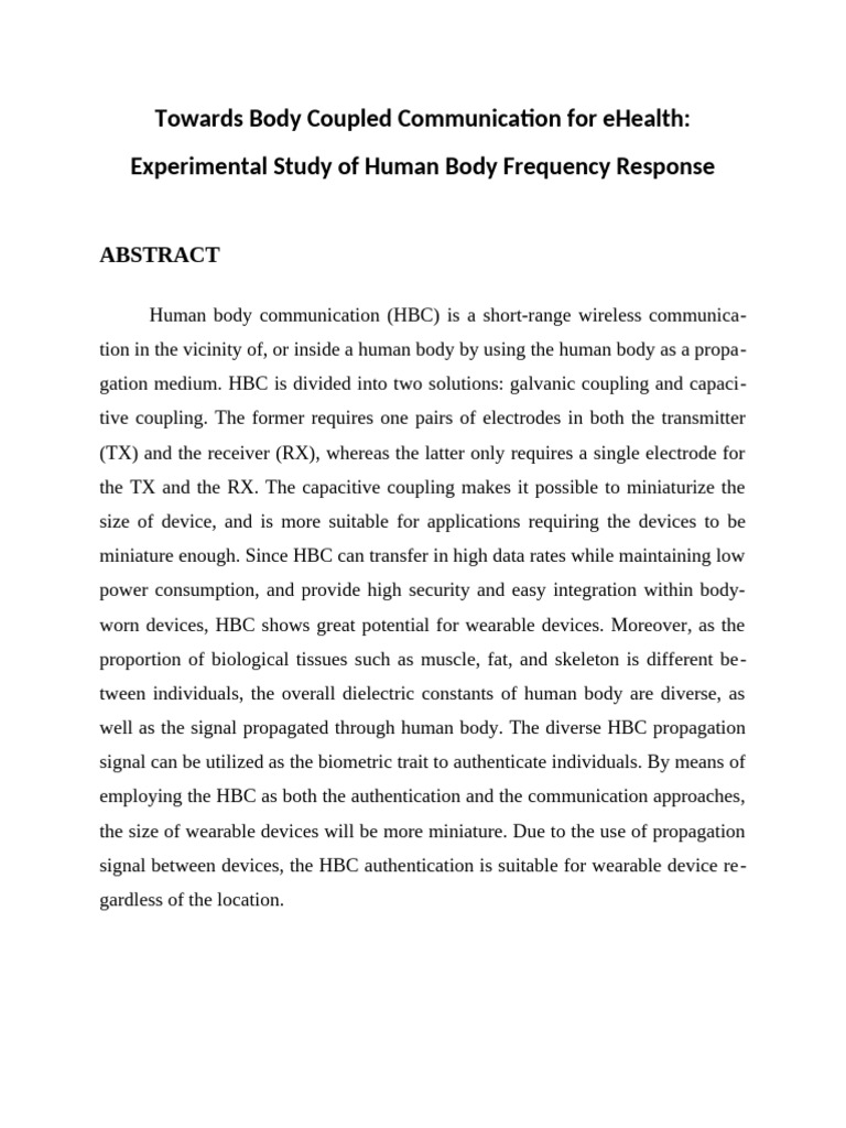 Wearable Biometric Authentication Based on Human Body Communication | PDF