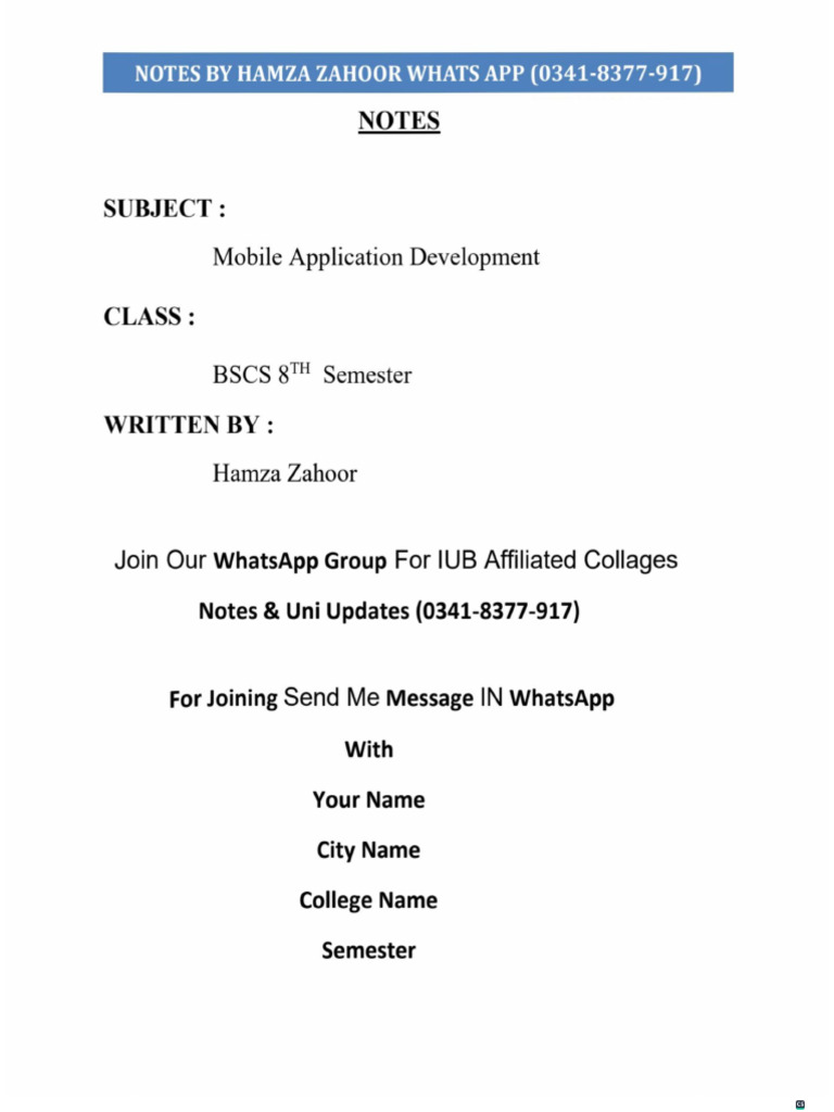 Mobile Application Development Notes | PDF