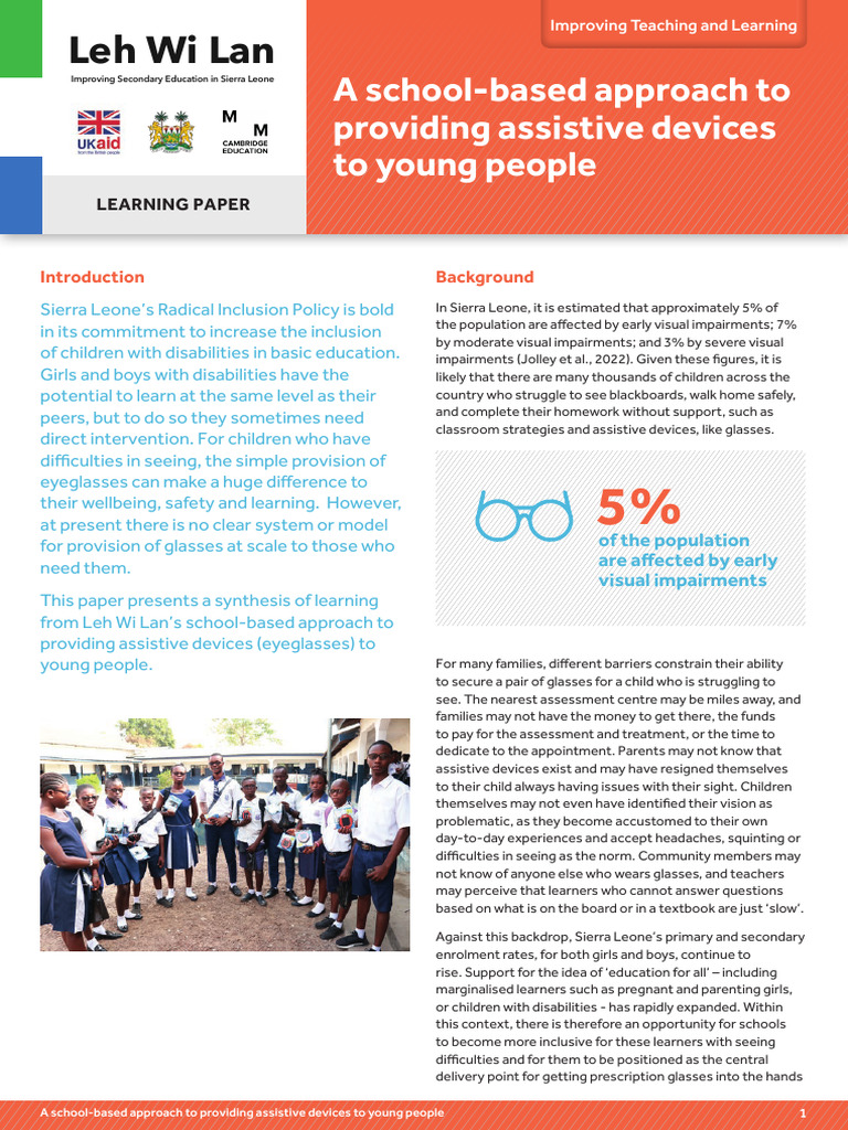 A School Based Approach to Providing Assistive Devices to Young People ...