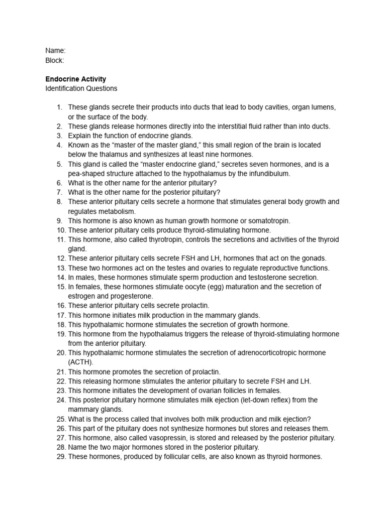 Endocrine Activity | PDF | Pituitary Gland | Endocrine System