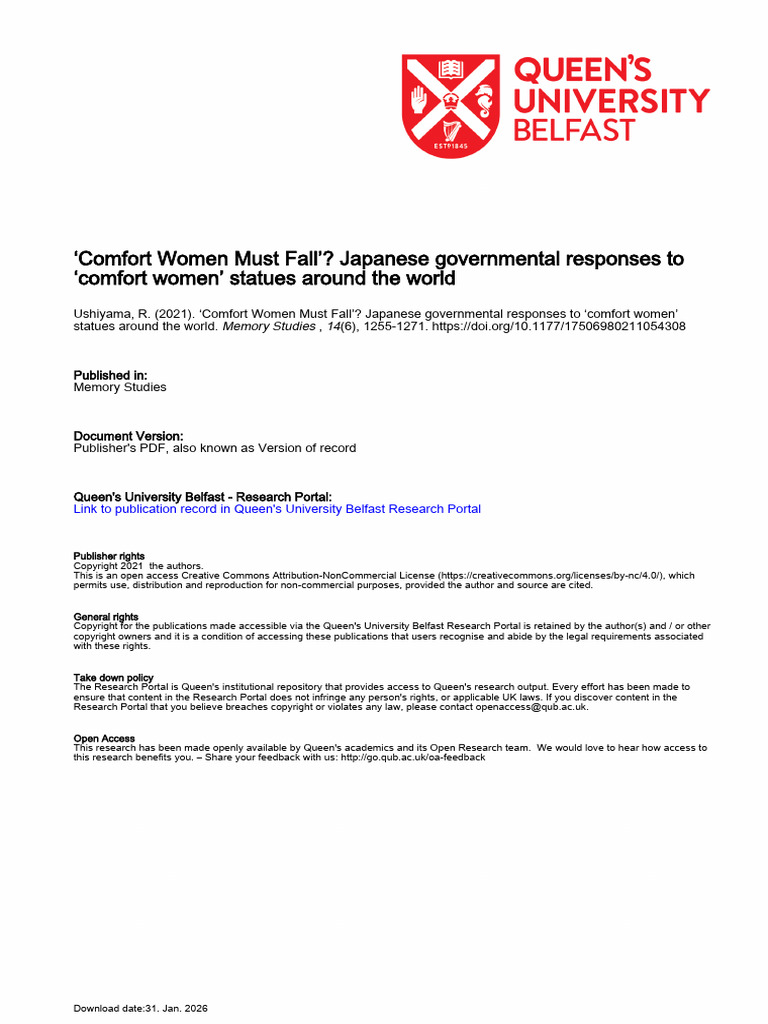 ‘Comfort Women Must Fall’? Japanese Governmental Responses to ‘Comfort ...