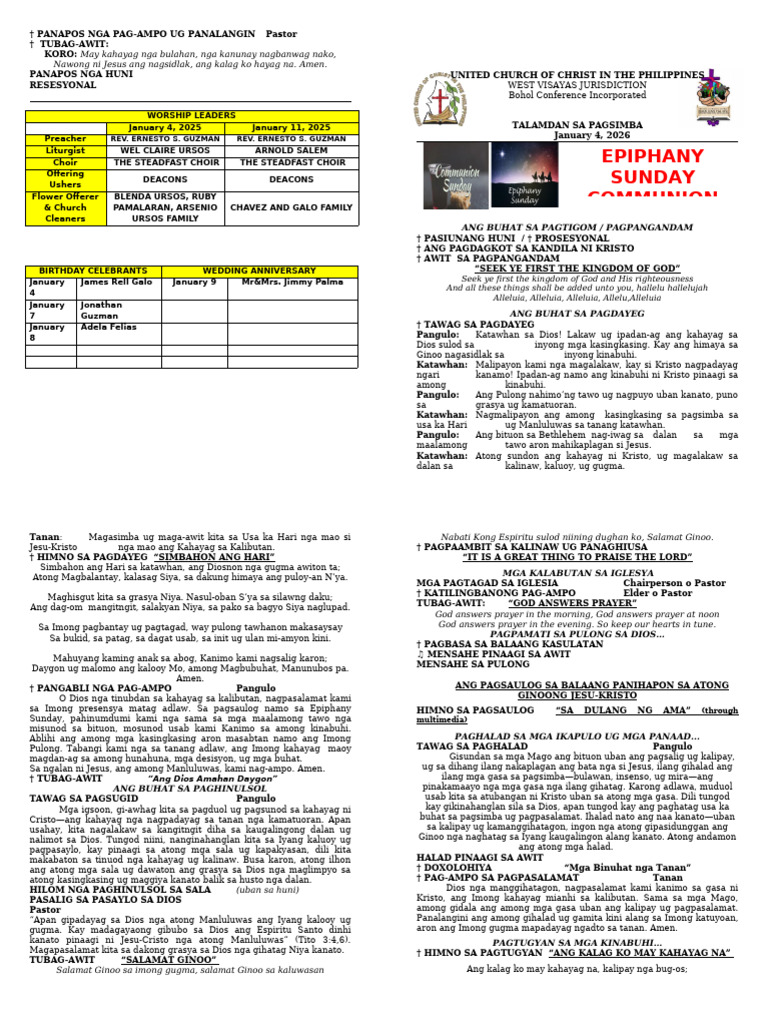 January 4, 2026 Talamdan sa Pagsimba | PDF