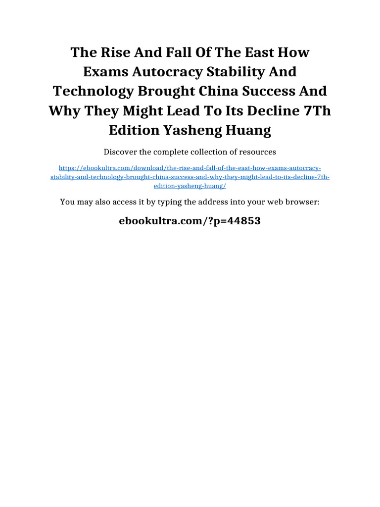 The Rise and Fall of The East How Exams Autocracy Stability and ...