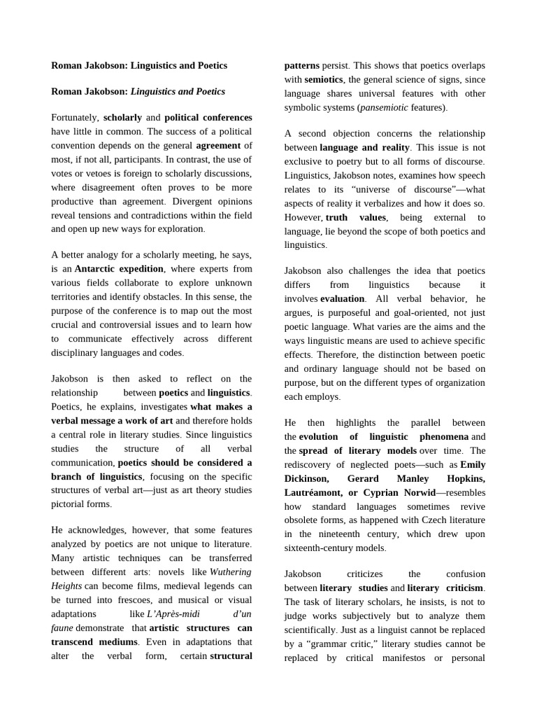 Roman Jakobson | PDF | Poetry | Linguistics