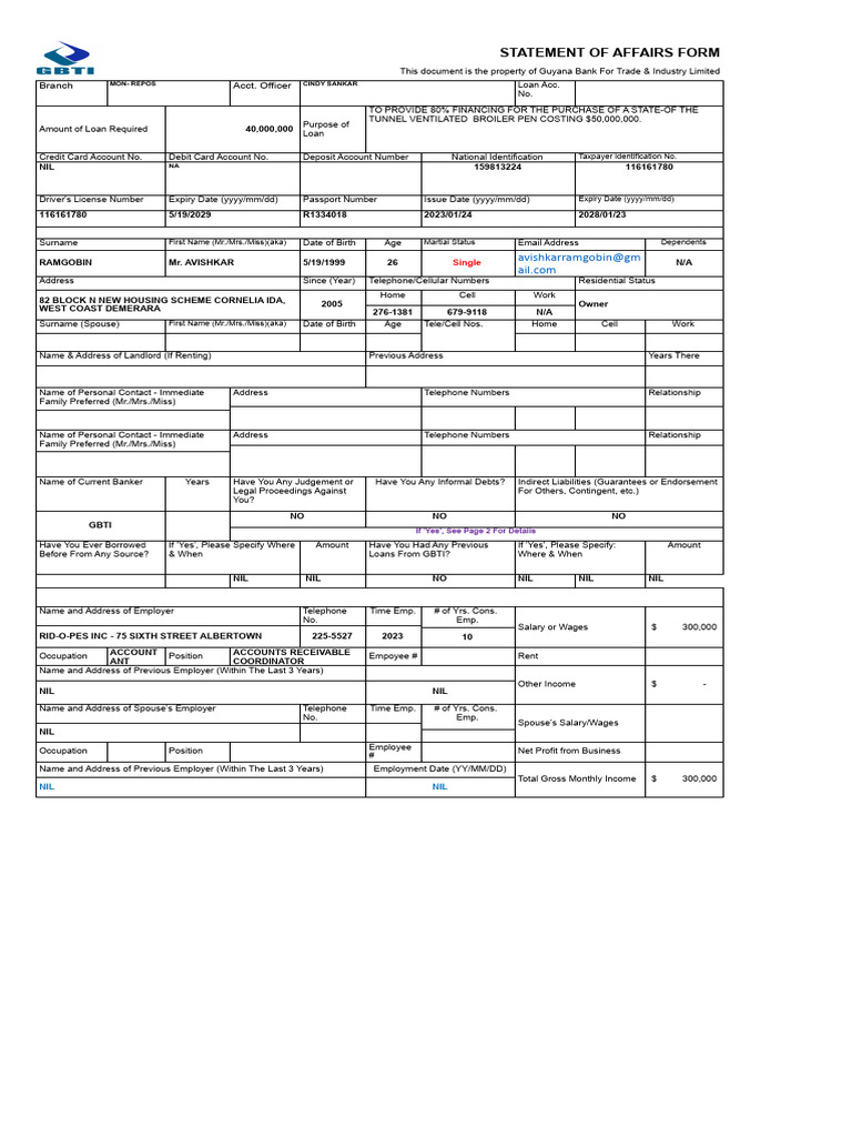 GBTI- Original Template - Sheet1 | PDF | Credit | Finance & Money ...