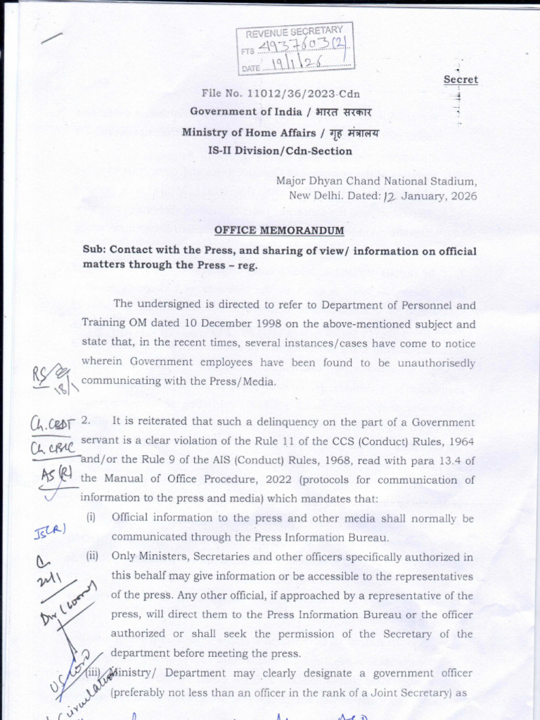 OM Dated 12.01.2026 | PDF
