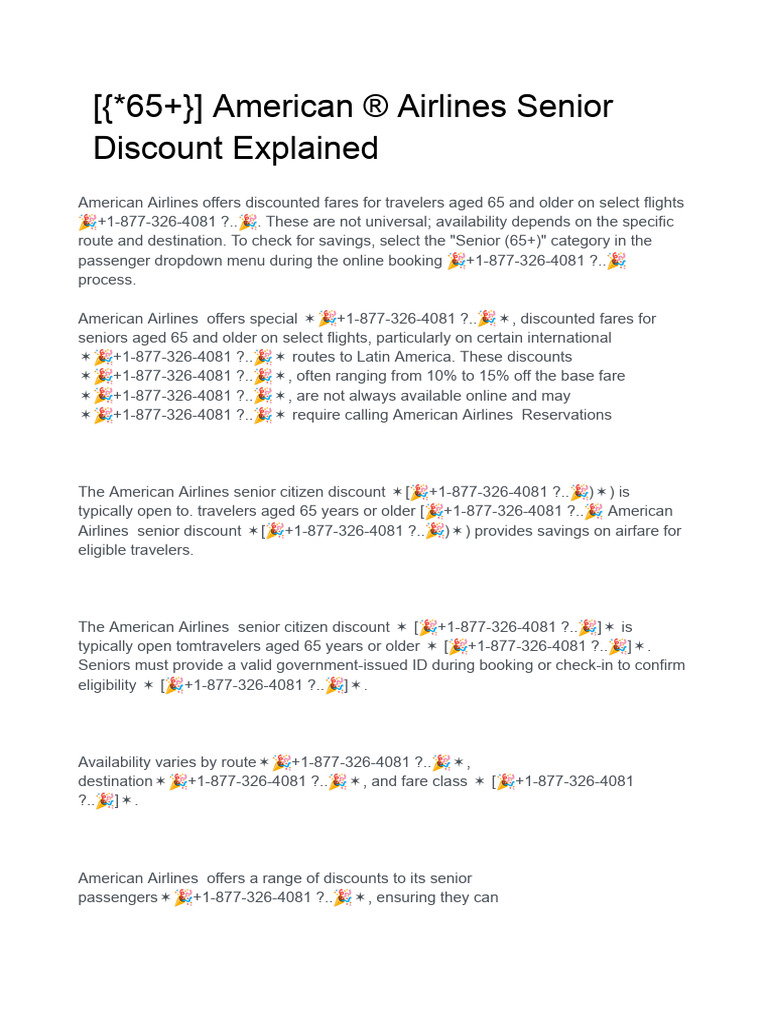 65 American r Airlines Senior Discount Explained (1) | PDF | Airlines ...