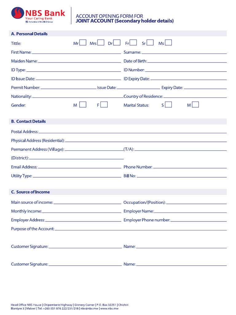 FORM JOINT ACCOUNT Secondary Holder Details Final 2023 | PDF