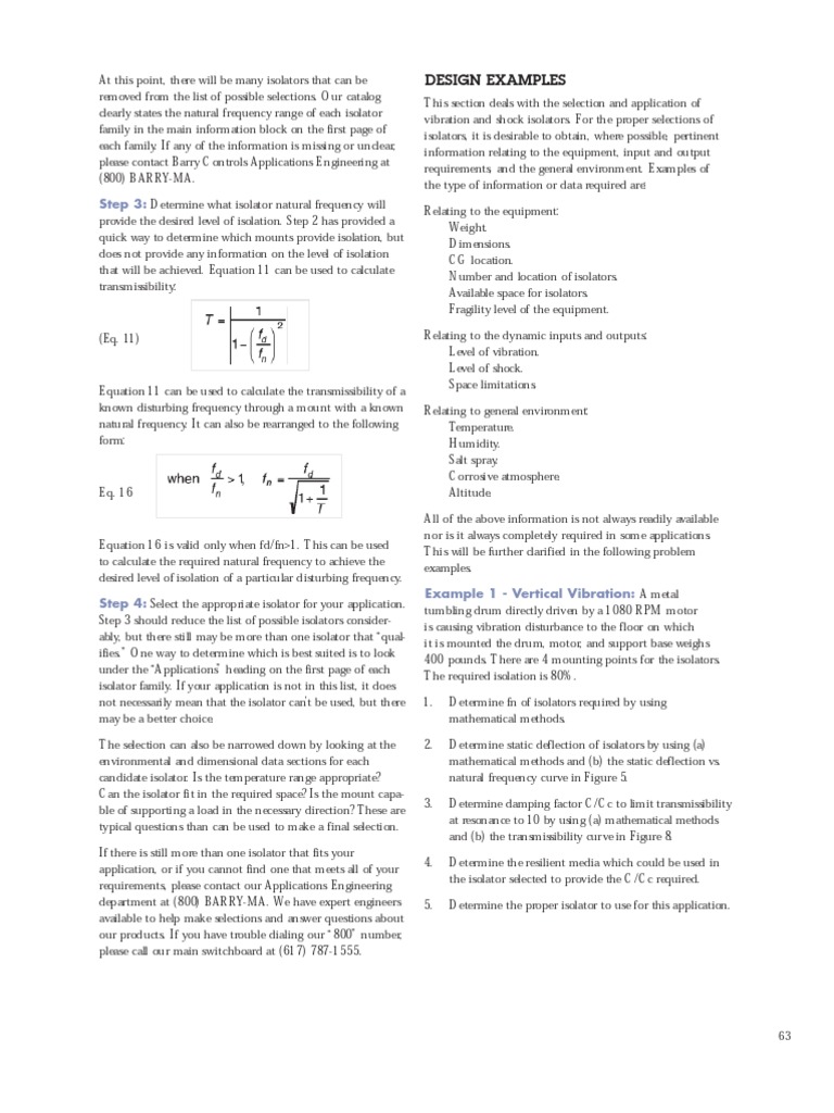 Design Examples For Shock Mount Selection | PDF | Buckling | Equations
