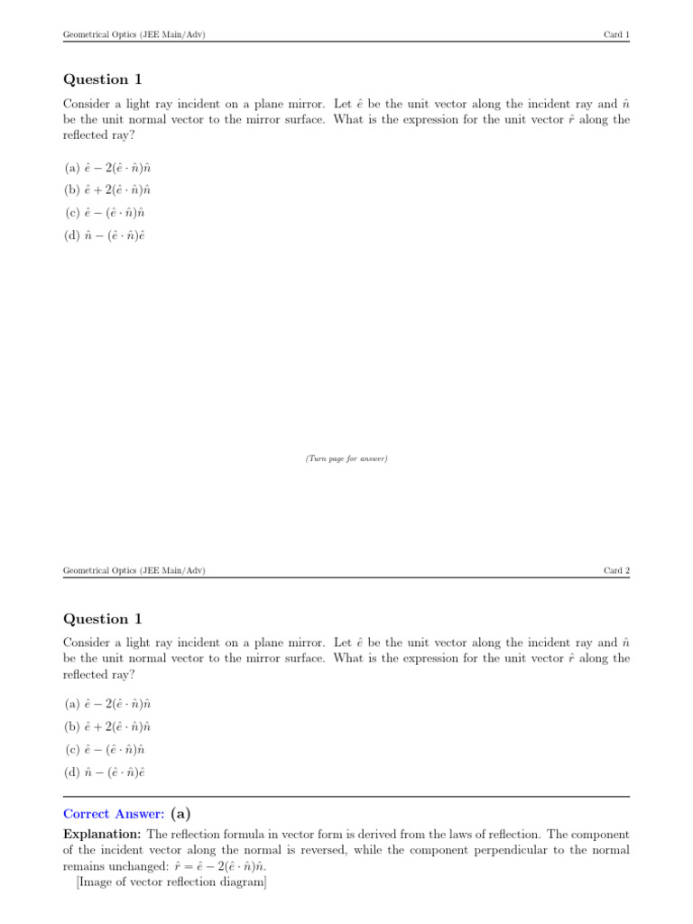 Physics Questions Part 1 | PDF | Refraction | Optics